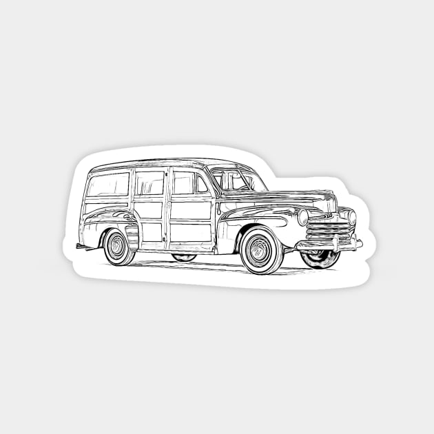 Woody Wagon Wireframe - Car - Sticker | TeePublic