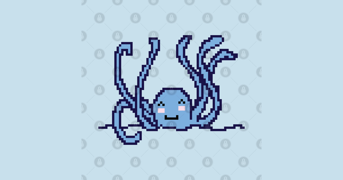 Cute Purple Pixel Octopus - Pixel Octopus - T-Shirt | TeePublic