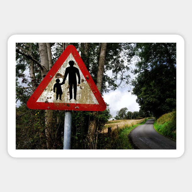 Dirty road sign next to a Scottish road - Scotland - Sticker | TeePublic