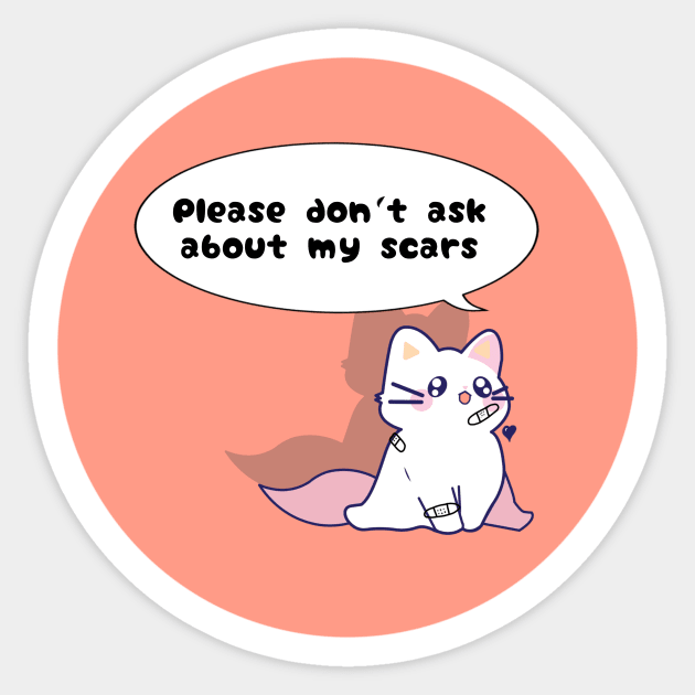 Scars disability awareness cute cat - Ravenrarities - Sticker | TeePublic