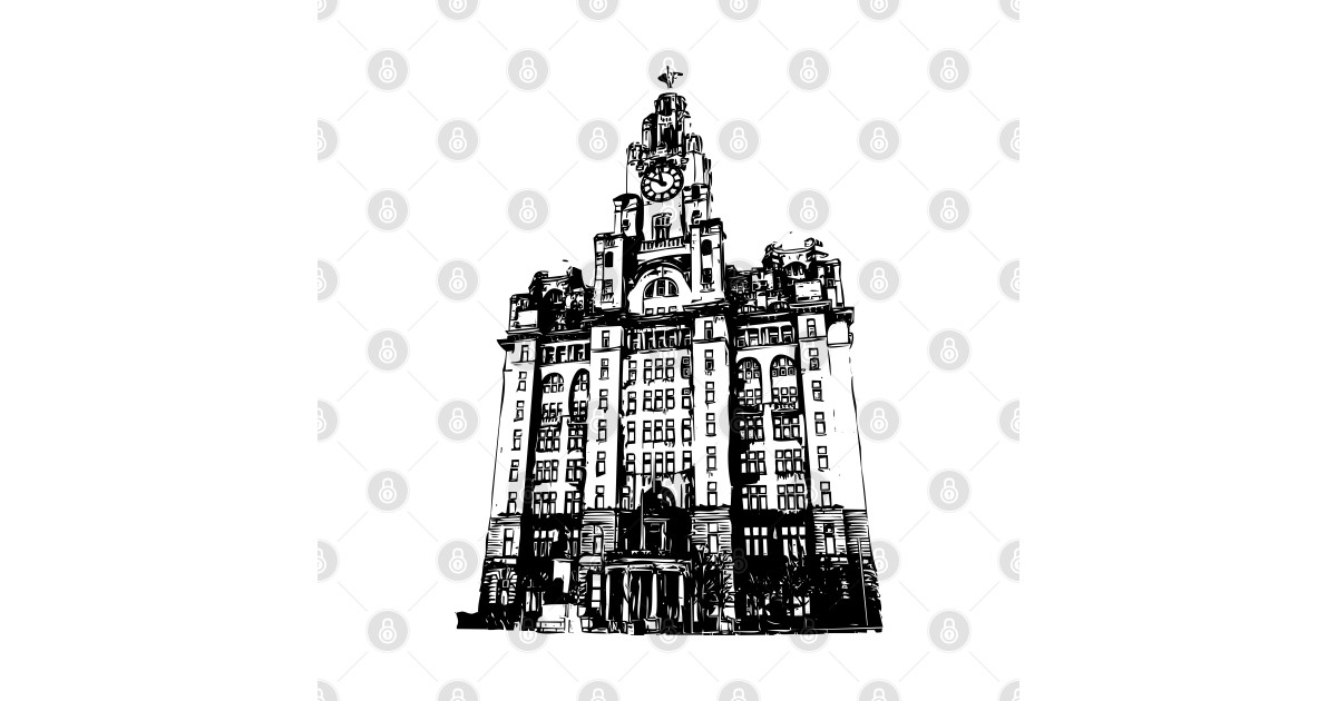 Liverpool Liver Building Vector - Liver Building - Kids Hoodie | TeePublic