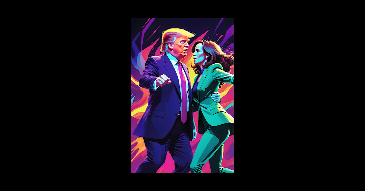 Donald Trump and Kamala Harris Neon-Style Design - Vibrant Political ...