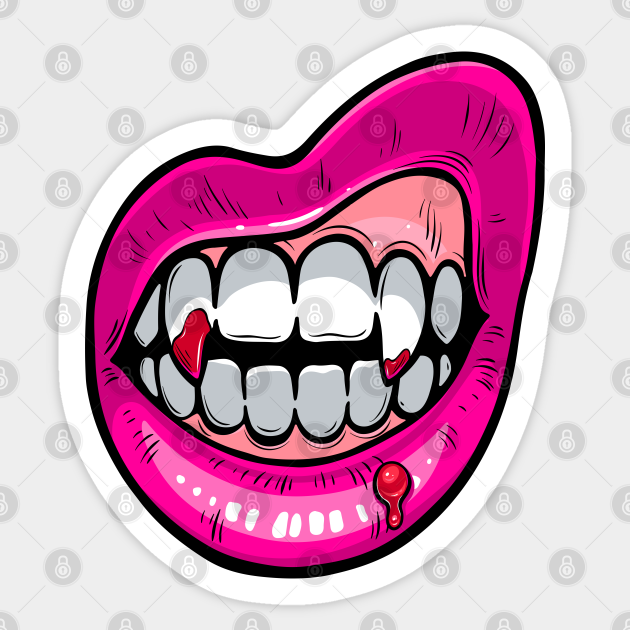 Pink Vampire Lips - Vampire Lips - Sticker | TeePublic