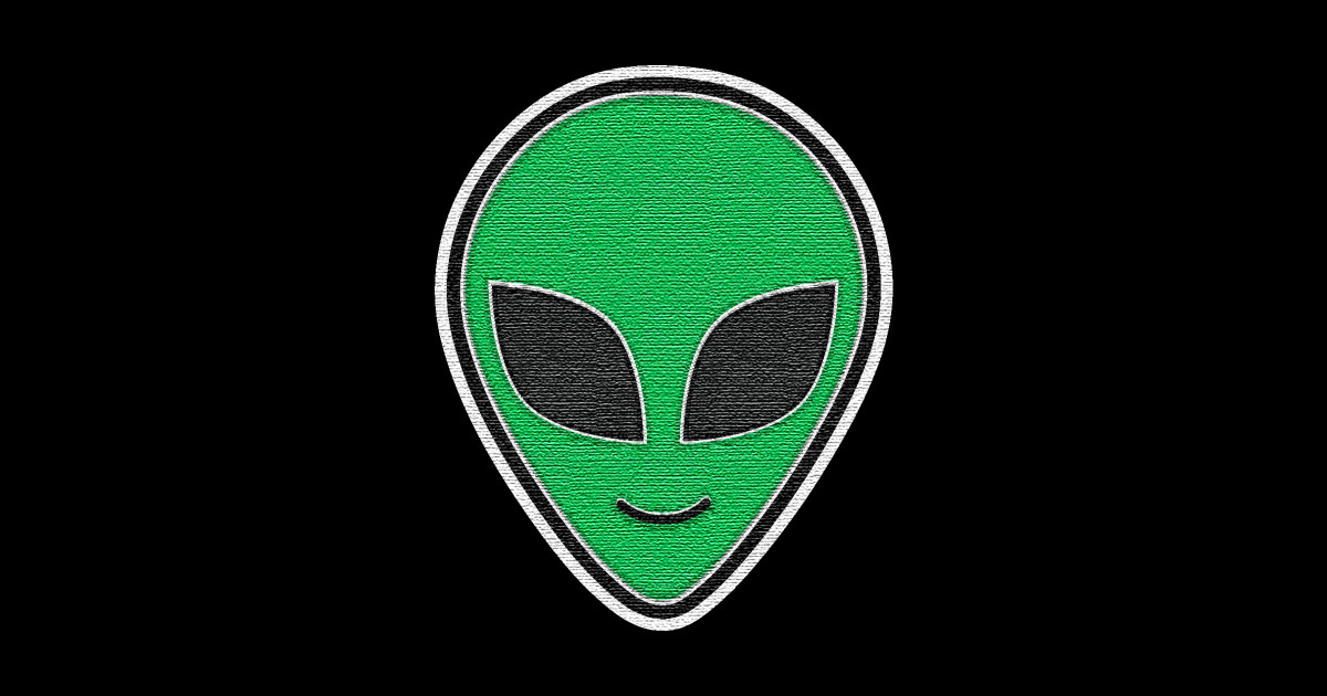 Alien Head happy emoji Embroidery style Patch design - Aliens - Sticker ...