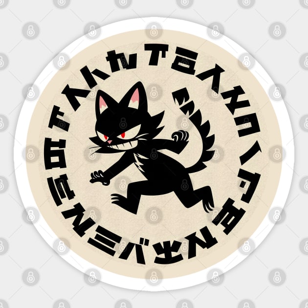 Evil Cartoon Cat | Japanese Retro Style Design - Cat Evil - Sticker ...