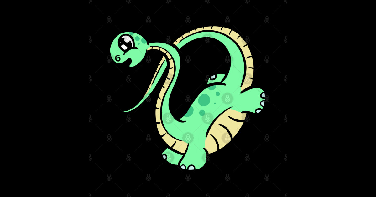 Cute Happy Green diplodocus dinosaur cartoon - Dinosaur - Sticker ...