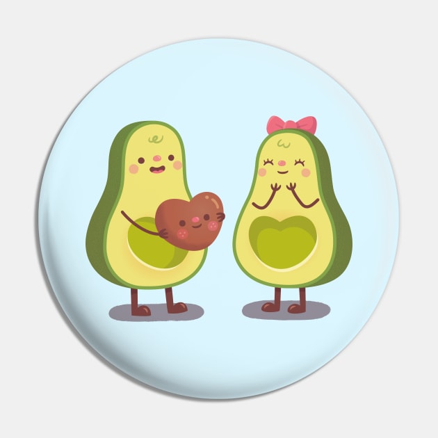Cute Avocado Gives His Heart To Other Half - Cute Avocado - Pin | TeePublic