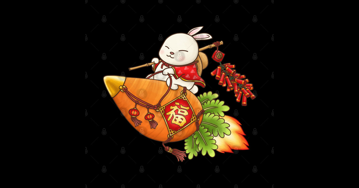 CNY Year of the Rabbit Cute Rabbit Flying Carrot - Year Of The Rabbit ...