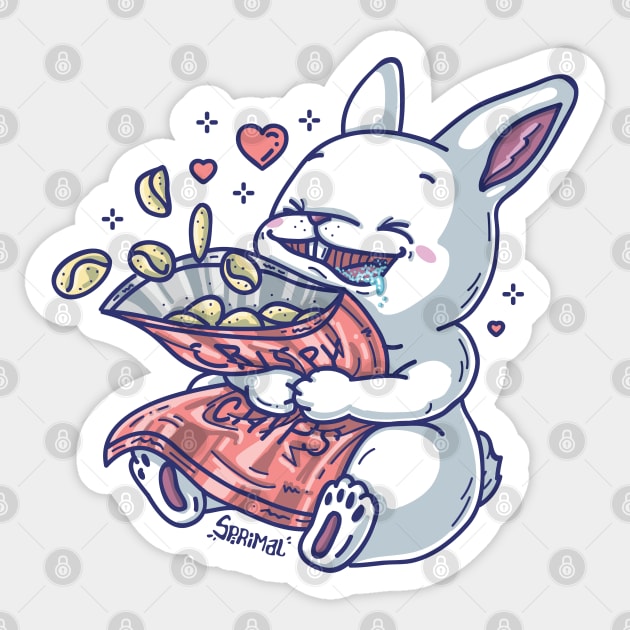 Cute bunny rabbit loving crispy potato chips - Potato Chips - Sticker ...