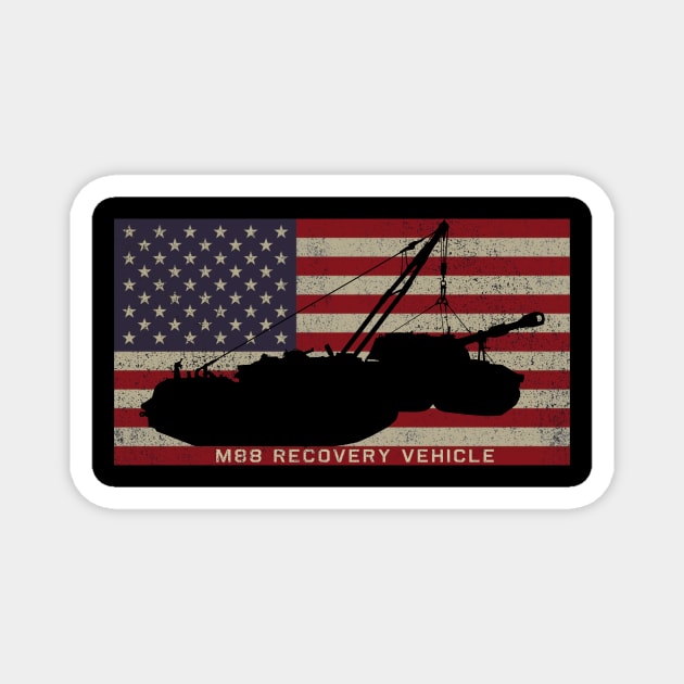 M88 Recovery Vehicle ARV Lifting M109 Howitzer Vintage American Flag ...