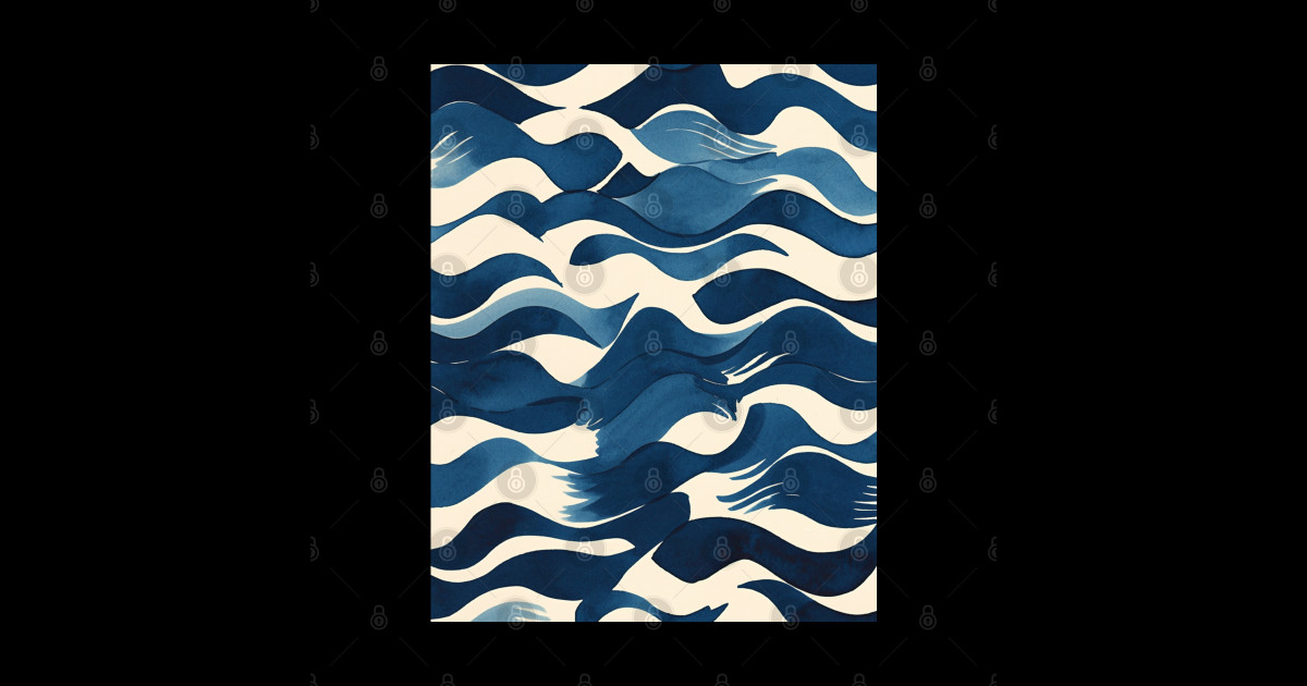 Blue Waves Retro Groovy Boho Ocean Pattern - Blue Waves Retro Groovy ...