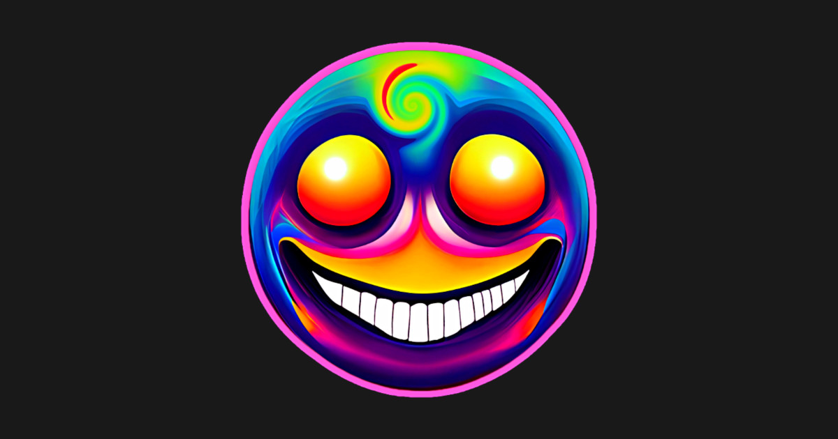 Psychedelic Emoji Smiling Happy Face - Psychedelic Emoji Smile Happy ...
