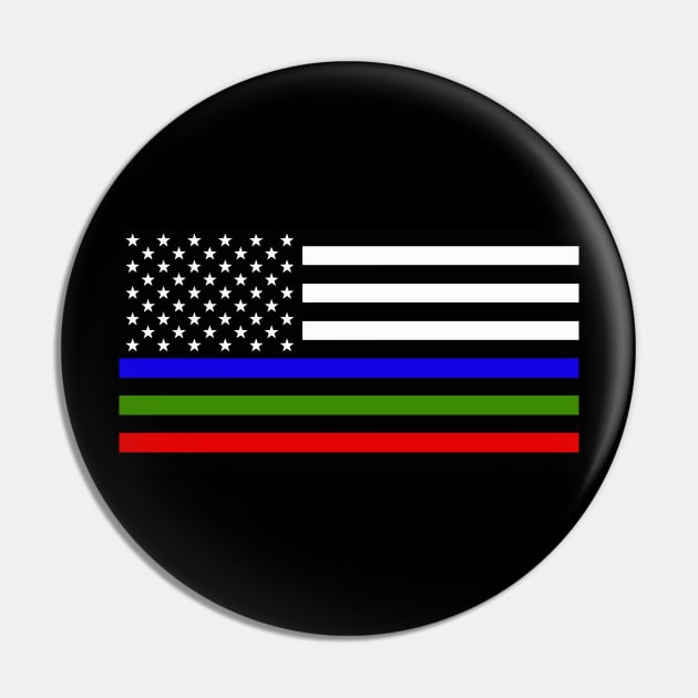 American Flag Thin Blue Green Red Line - Thin Blue Green Red Line - Pin ...