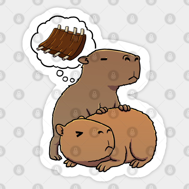Capybara hungry for Barbecue Ribs - Capybara Lover - Sticker | TeePublic