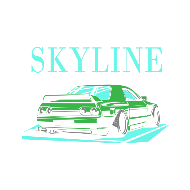 R32 skyline GTR Godzilla jdm poster - Car - T-Shirt | TeePublic