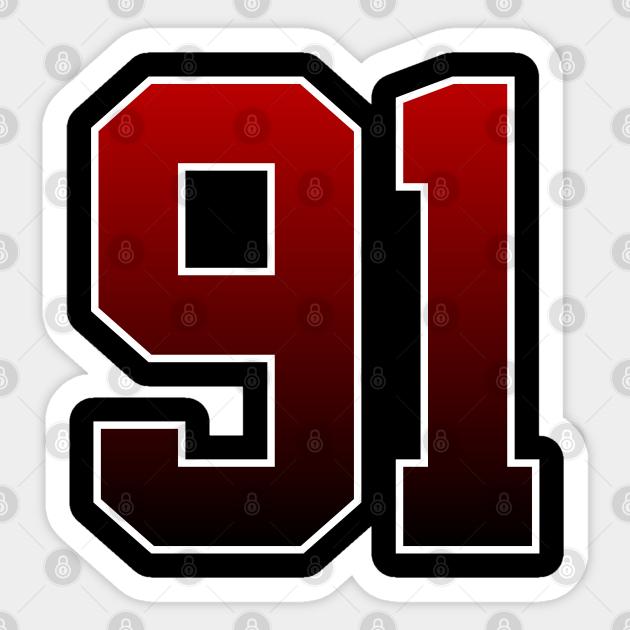 Red number 91 - Number 91 - Sticker | TeePublic