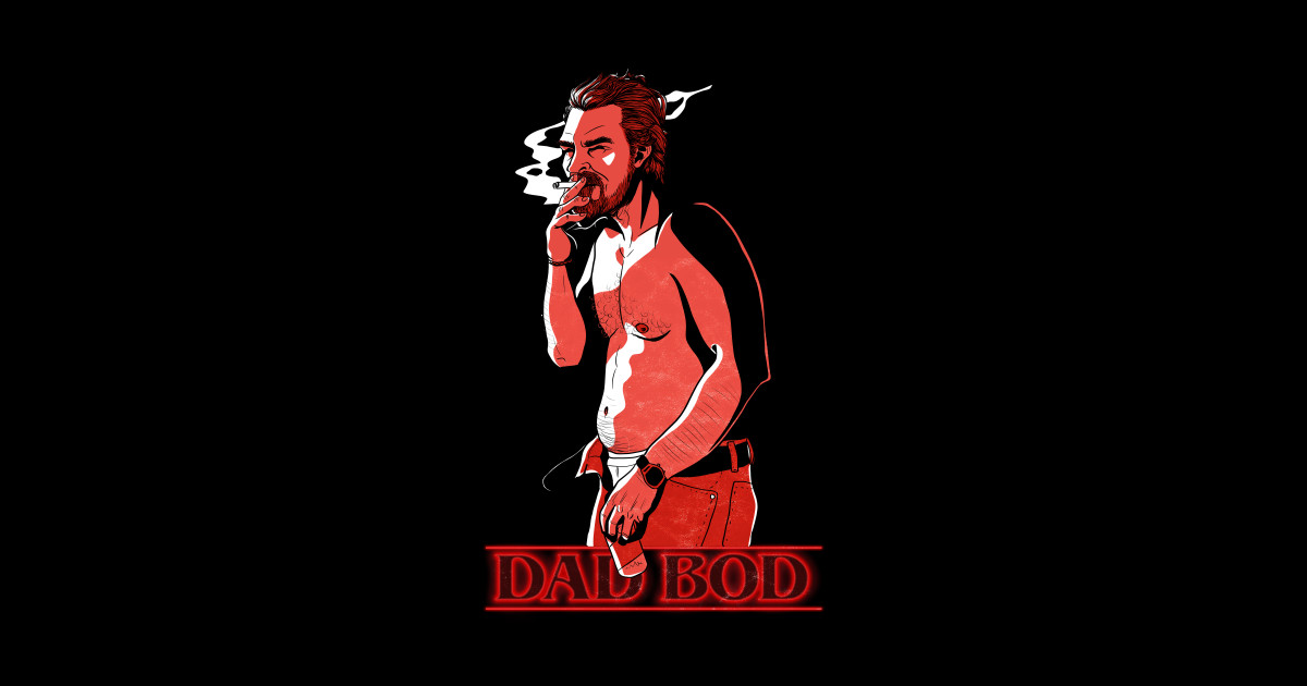 Hopper's Hot Dad Bod - Stranger Things Hopper - Sticker | TeePublic