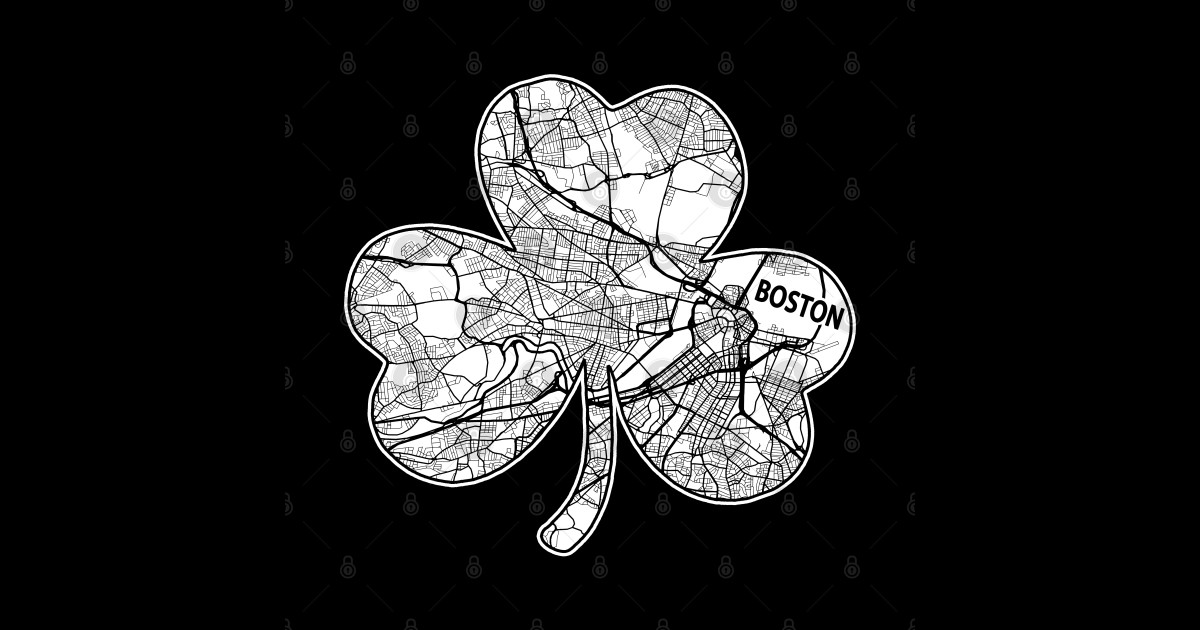 BOSTON SHAMROCK STREET MAP BOSTON IRISH ST PATTY - Boston - Sticker ...