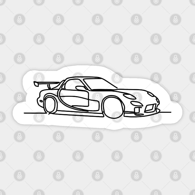 Mazda RX7 Line Drawing - Mazda Rx7 - Sticker | TeePublic