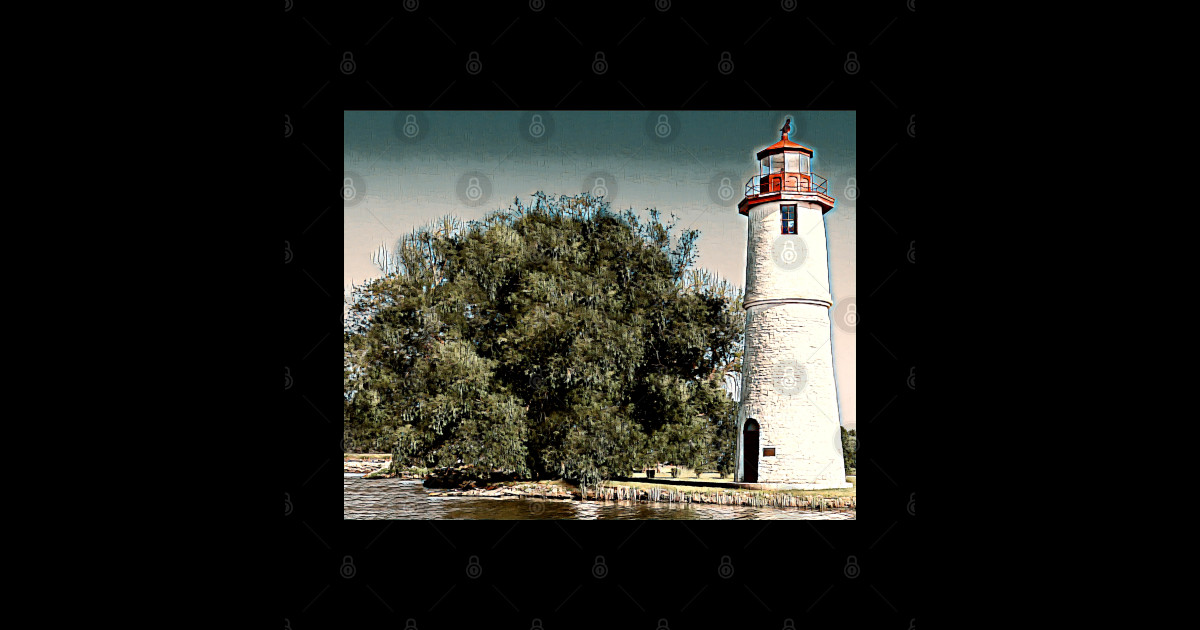 Lighthouse in the Cove - Lighthouse - Sticker | TeePublic