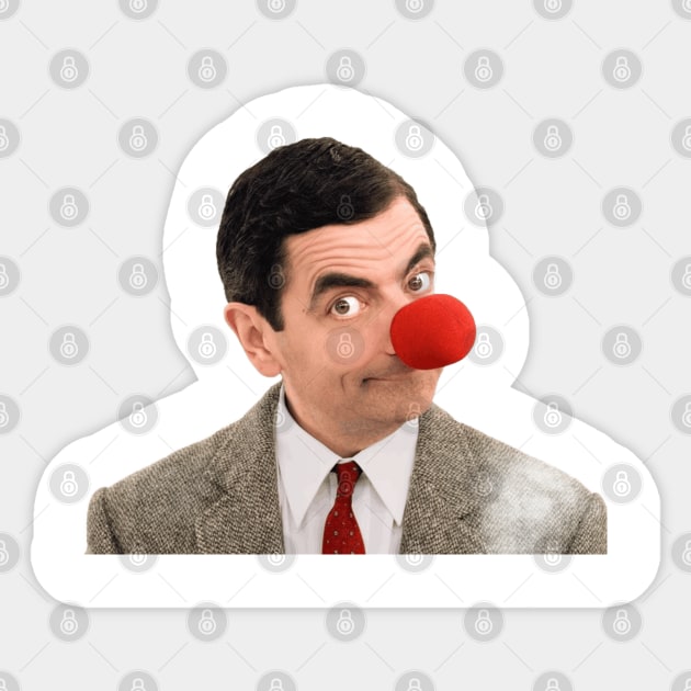 Mr bean with red nose - Mr Bean - Sticker | TeePublic