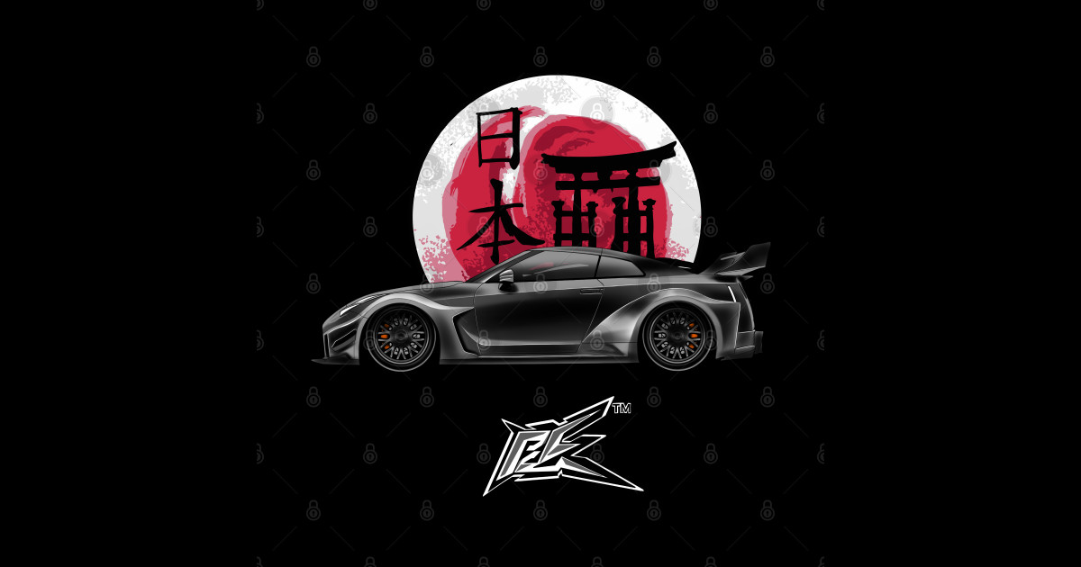 nissan gtr r35 lbwk matte black - Liberty Walk Gtr - Sticker | TeePublic