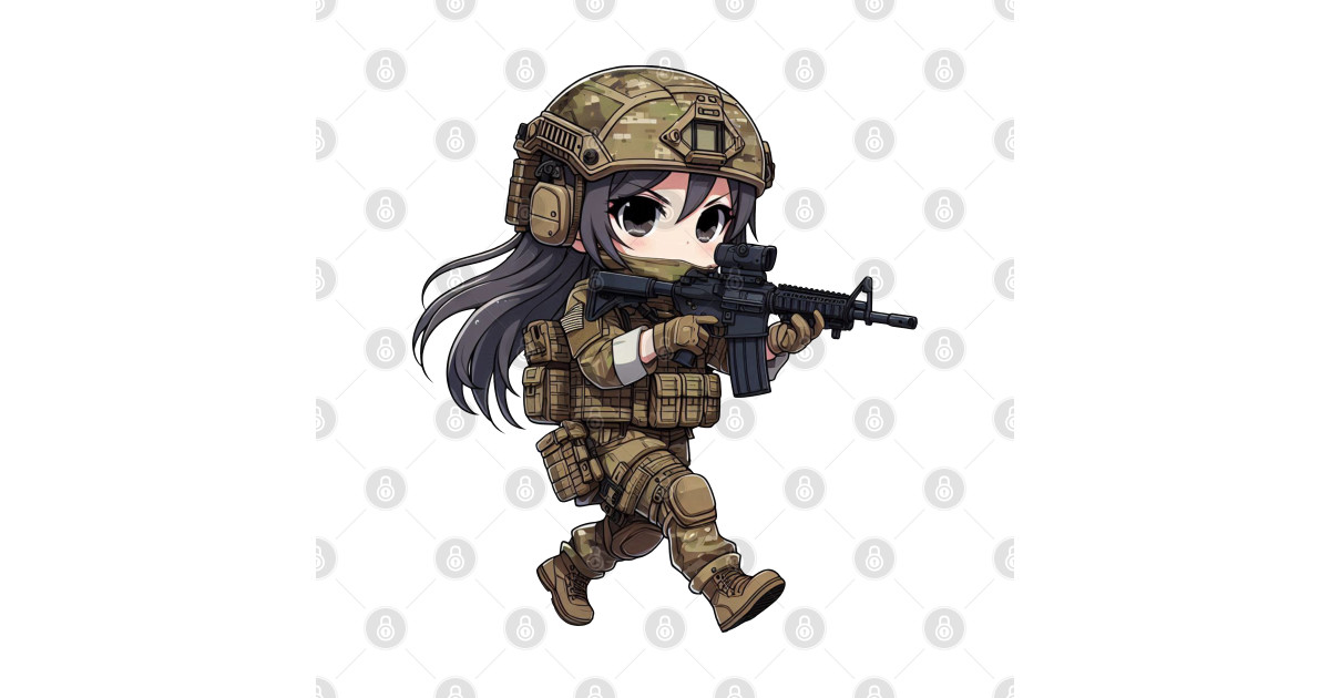 Tactical Chibi Girl - Chibi - T-Shirt | TeePublic