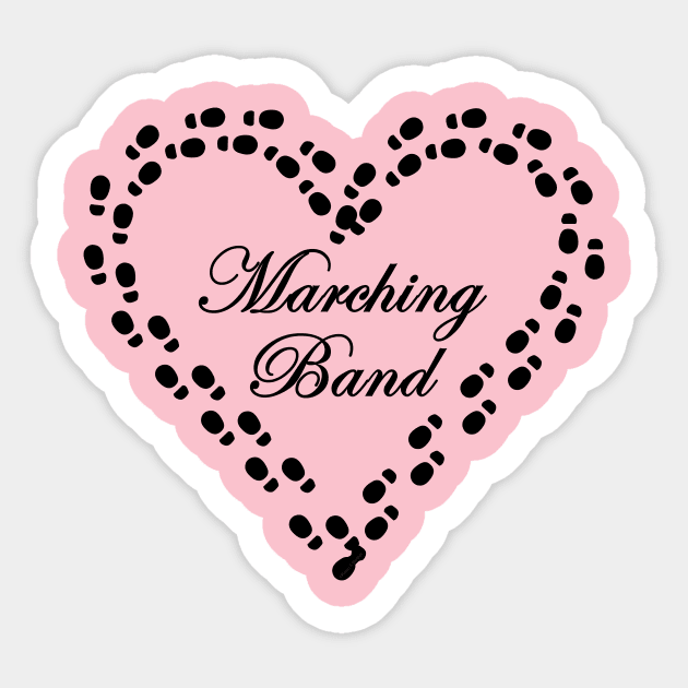 Marching Band Footprints Heart - Marching Band - Sticker | TeePublic