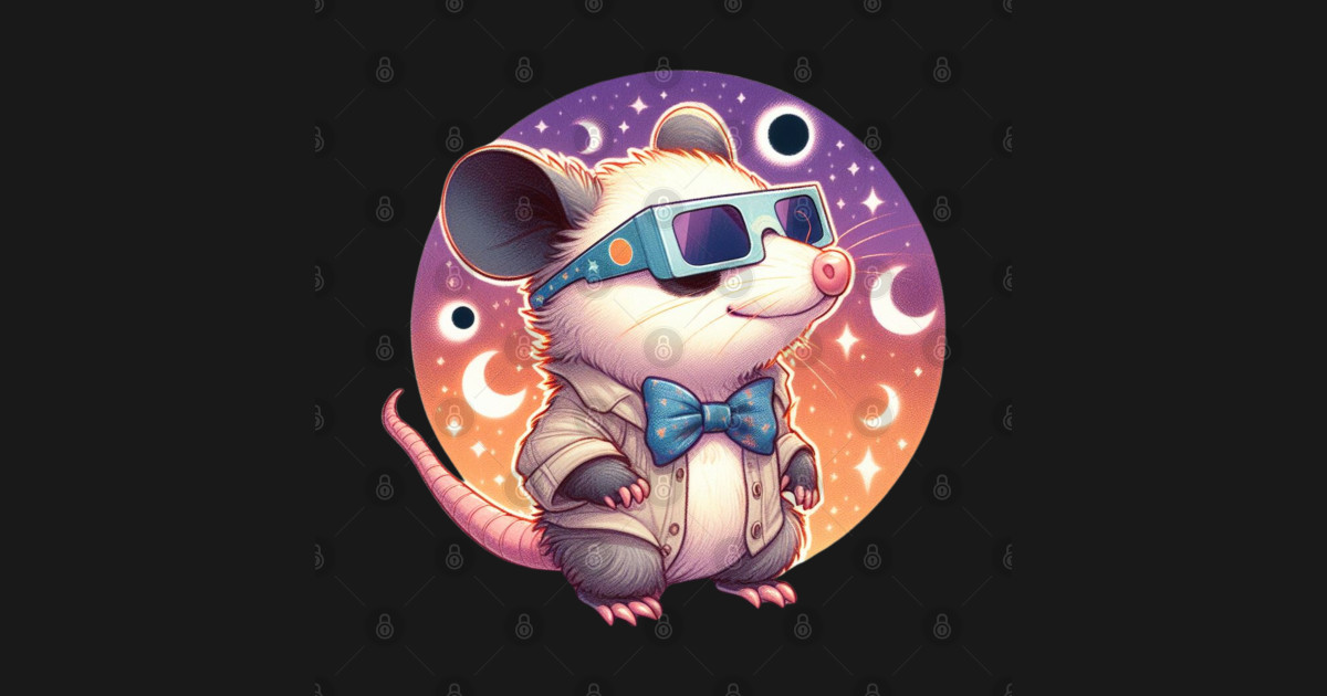 Possum watching total eclipse - Total Eclipse 2024 - T-Shirt | TeePublic