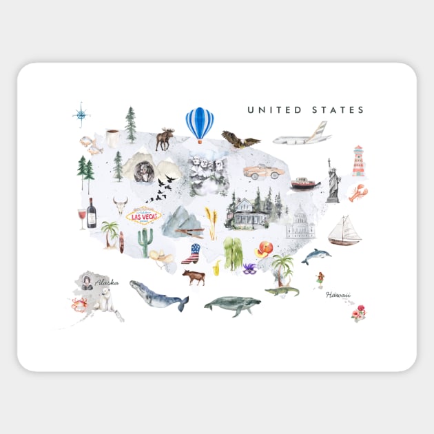 Illustrated Map of the United States - United States Of America ...