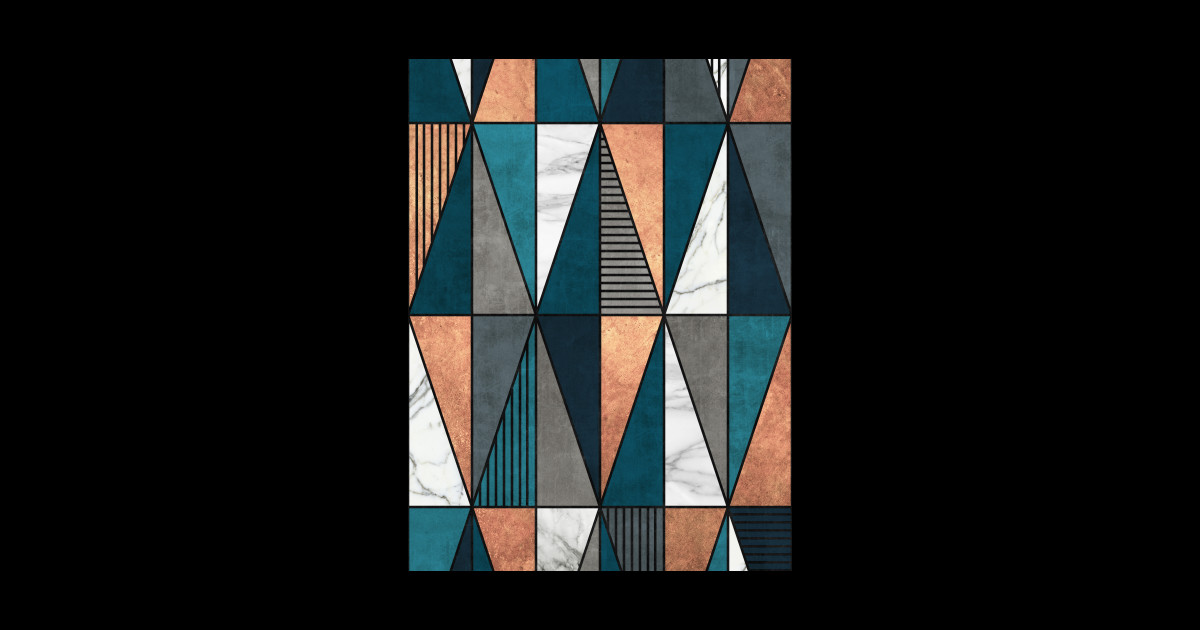 Copper, Marble and Concrete Triangles with Blue - Triangles - Posters ...