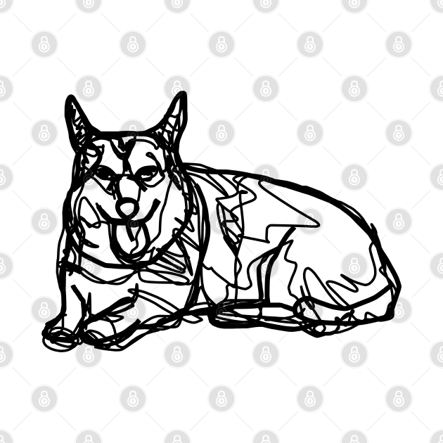 Corgi Line Drawing Tongue Out Tuesday Dog - Corgi - T-Shirt | TeePublic