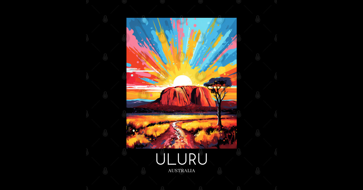 A Pop Art Travel Print of Uluru / Ayers Rock - Australia - Uluru ...