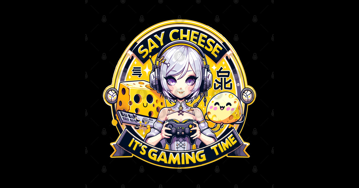 Gamer Girl "Say Cheese" Gaming Time Illustration - Gamer - Sticker ...