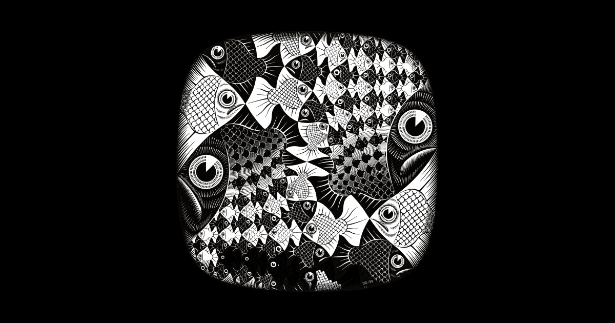 Maurits Escher, Fishes and Scales - Escher - Sticker | TeePublic