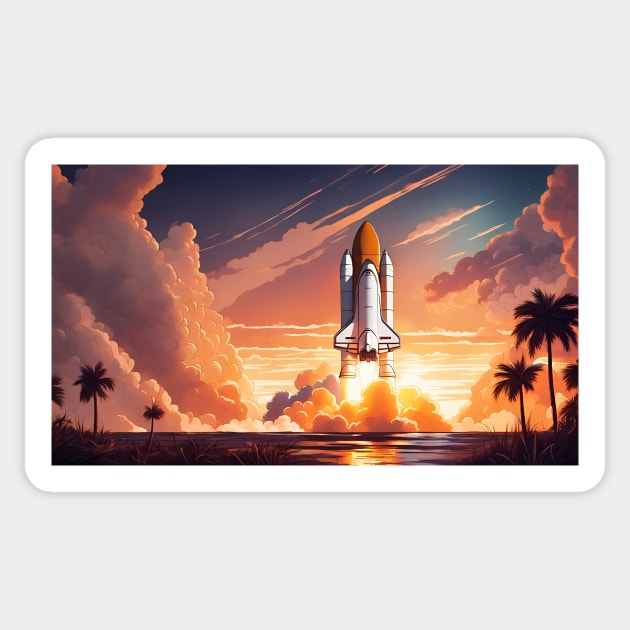 Kennedy space center, space shuttle launch - Space Shuttle - Sticker ...