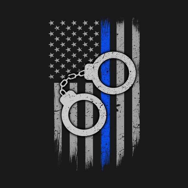 Police Handcuffs Thin Blue Line Flag - Thin Blue Line American Flag - T ...