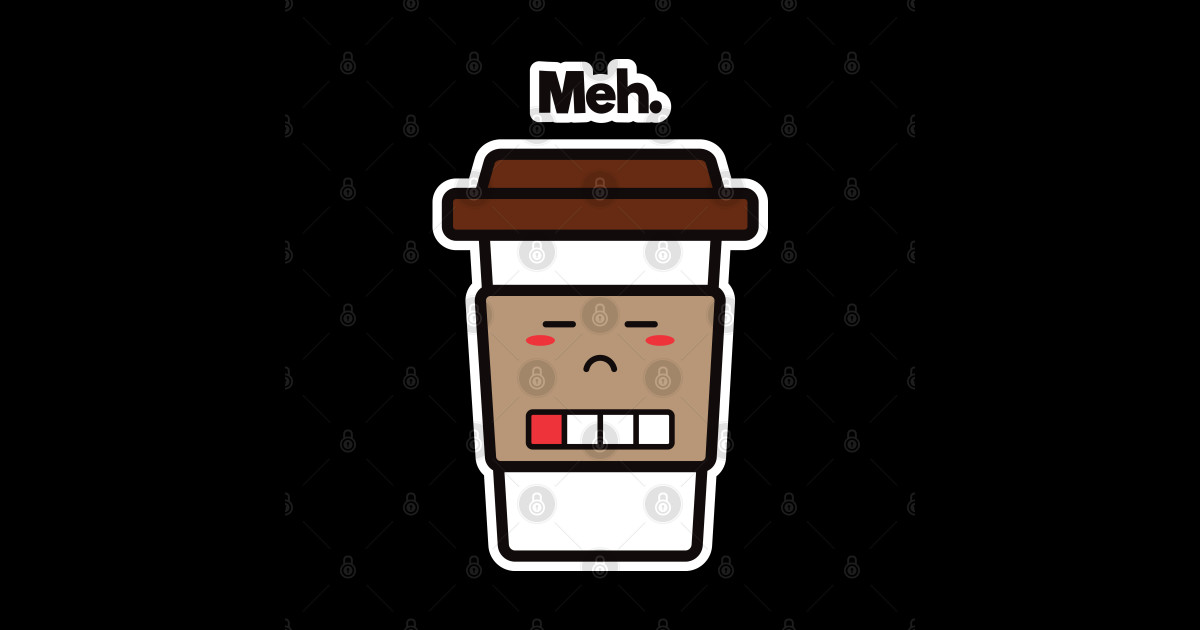 Meh. | Coffee Cup | Charging | Low Battery | Cute Kawaii | Dark Gray ...
