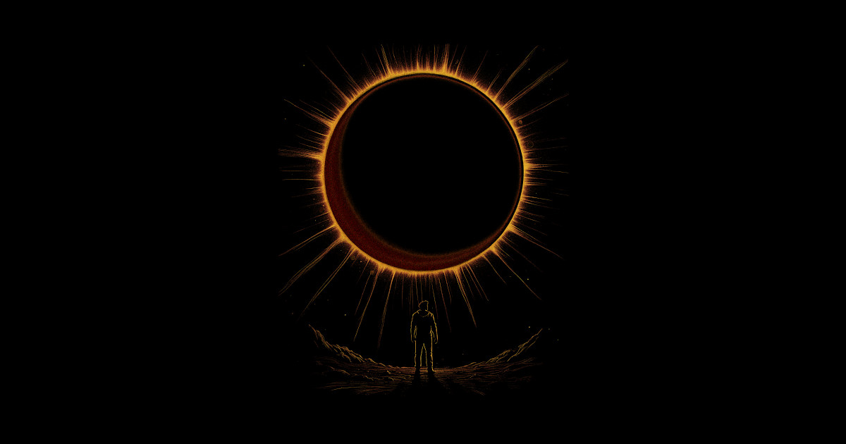 Man watching eclipse | Fiery Solar Eclipse Art - Eclipse Art - Sticker ...