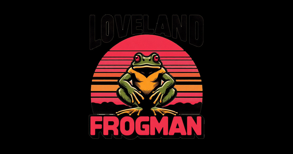 Loveland Frogman Retro Sunset Design - Frogman - Sticker | TeePublic