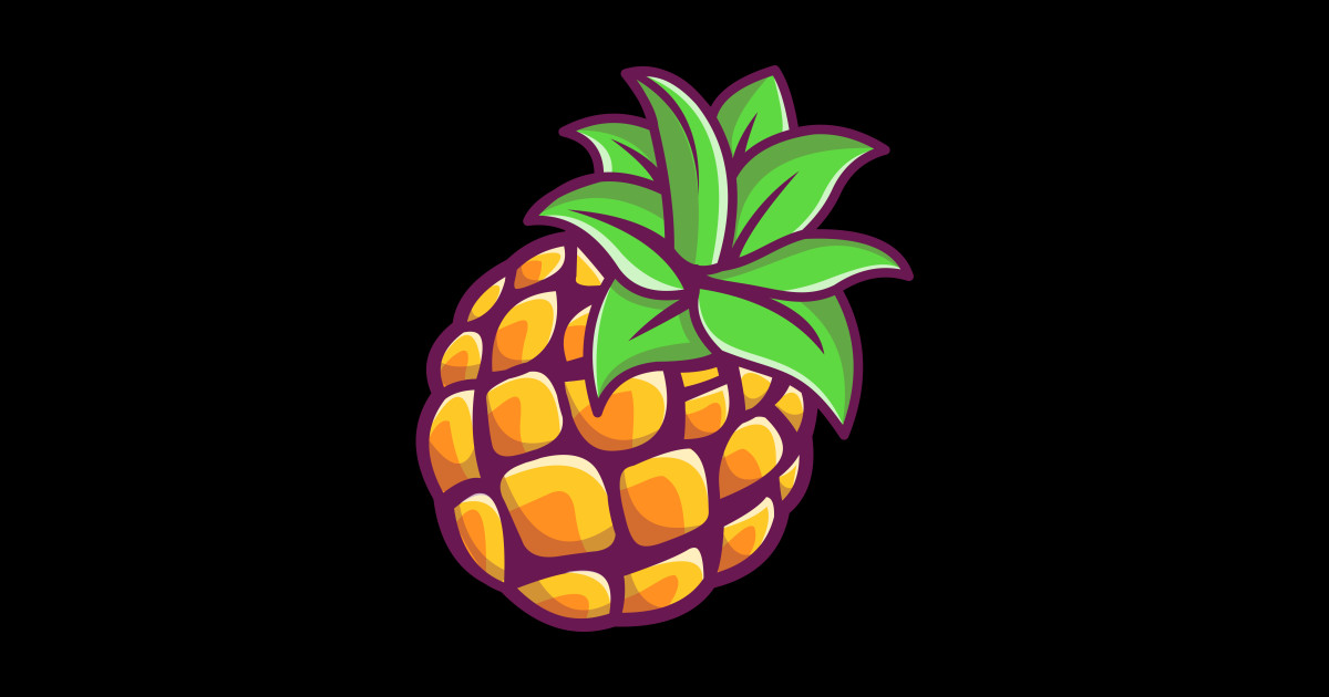 Floating Pineapple Cartoon - Floating Pineapple Cartoon - Sticker ...
