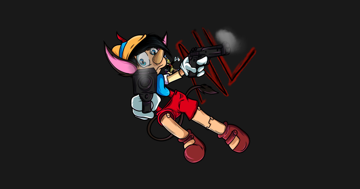 Puppet with Guns - Pinocchio - Pin | TeePublic