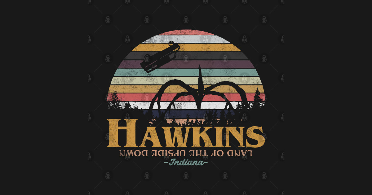 Hawkins Indiana Stranger Things 5 M10050 - Stranger Things - T-Shirt ...