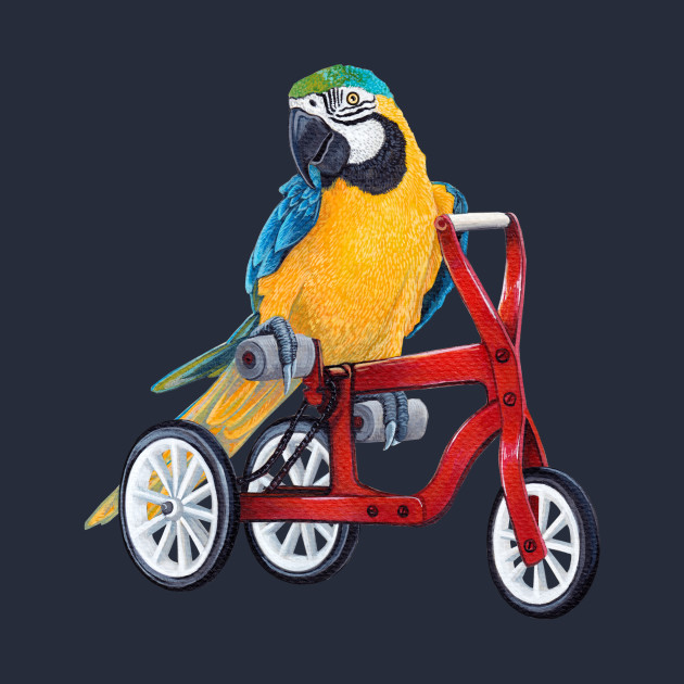 Parrot Macaw on Bike - Parrot - Hoodie | TeePublic