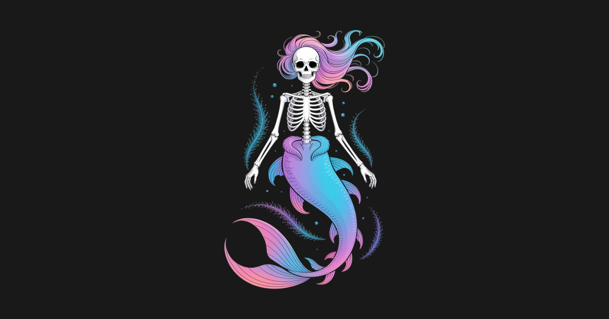 Mermaid Skeleton - Scary Halloween - Halloween - T-Shirt | TeePublic