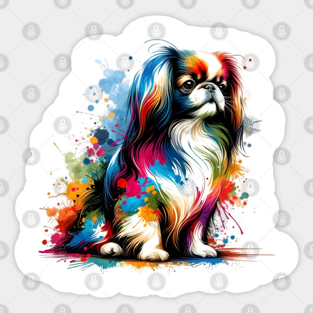 Elegant Japanese Chin in Colorful Splash Art Style - Japanese Chin ...