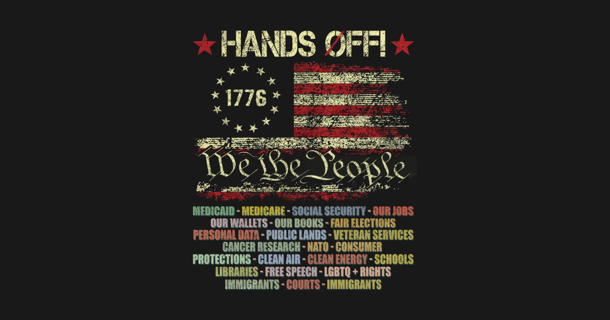 Hands Off Protest retro usa flag style 2025 - Hands Off - T-Shirt ...