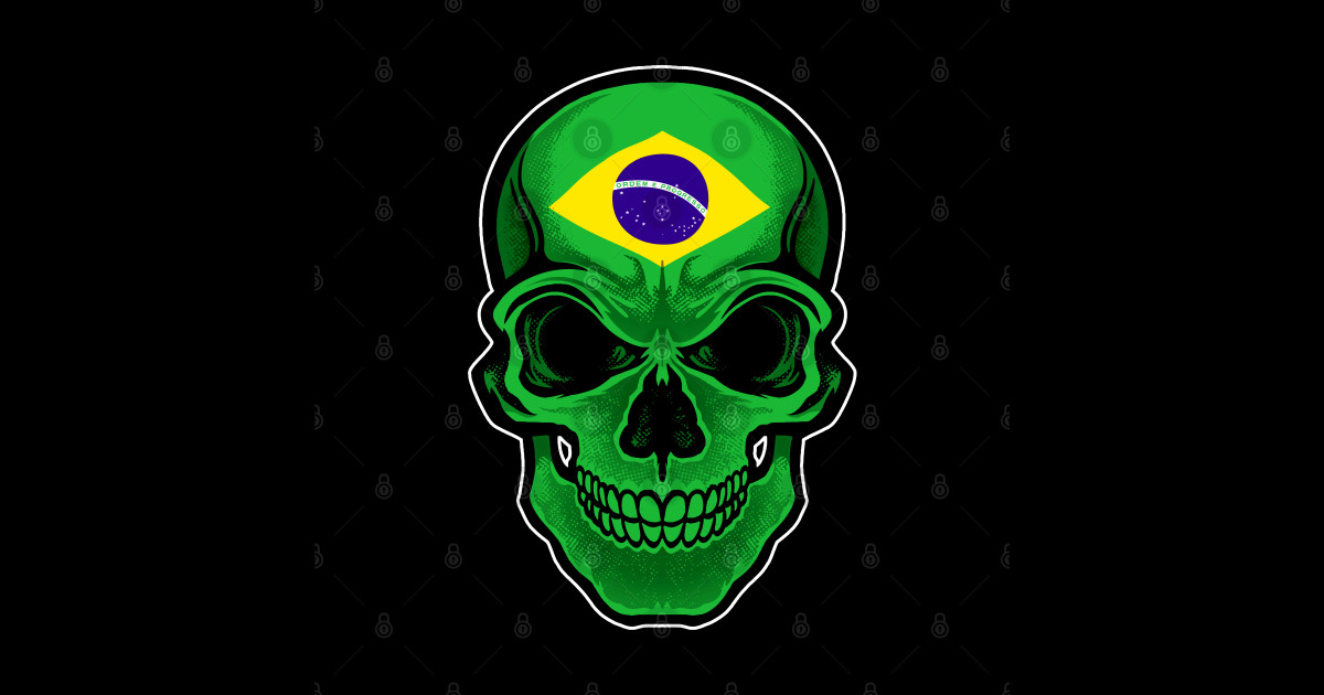 Brazilian Flag Skull Brazil Patriotic Skeleton - Brazilian Flag ...