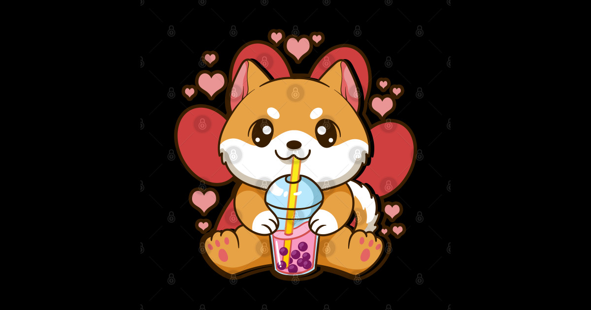 Bubble Tea Shiba Inu Boba Kawaii Anime Japan - Shiba Inu - Posters and ...