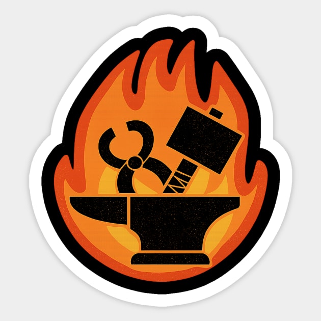 Blacksmith Oversized | Hammer and Flame Forge Symbol - Blacksmith Art ...